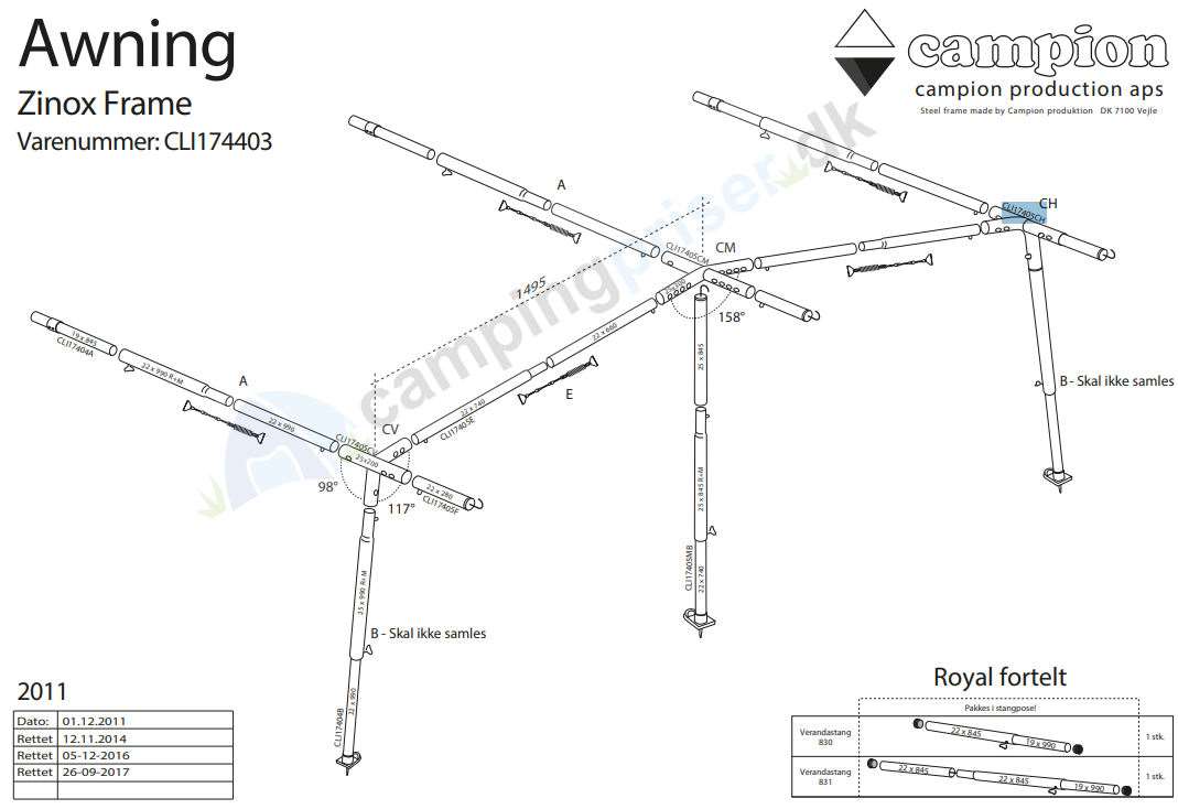 Campingpriser.dk - Camp-let Royal Zinox CH-hjørne højre fortelt