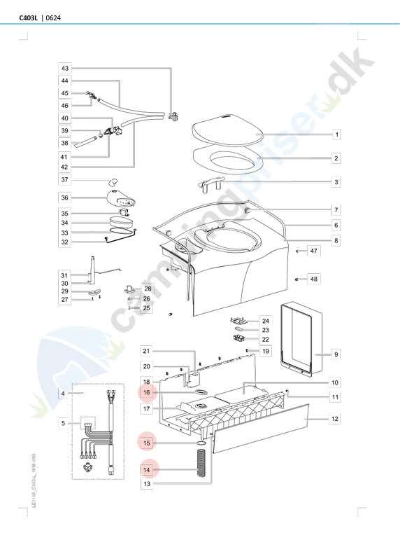 Campingpriser.dk - Slange med pakninger Thetford toilet C402 - C403